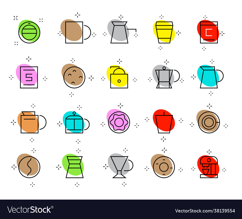 Set thin coffee elements Royalty Free Vector Image