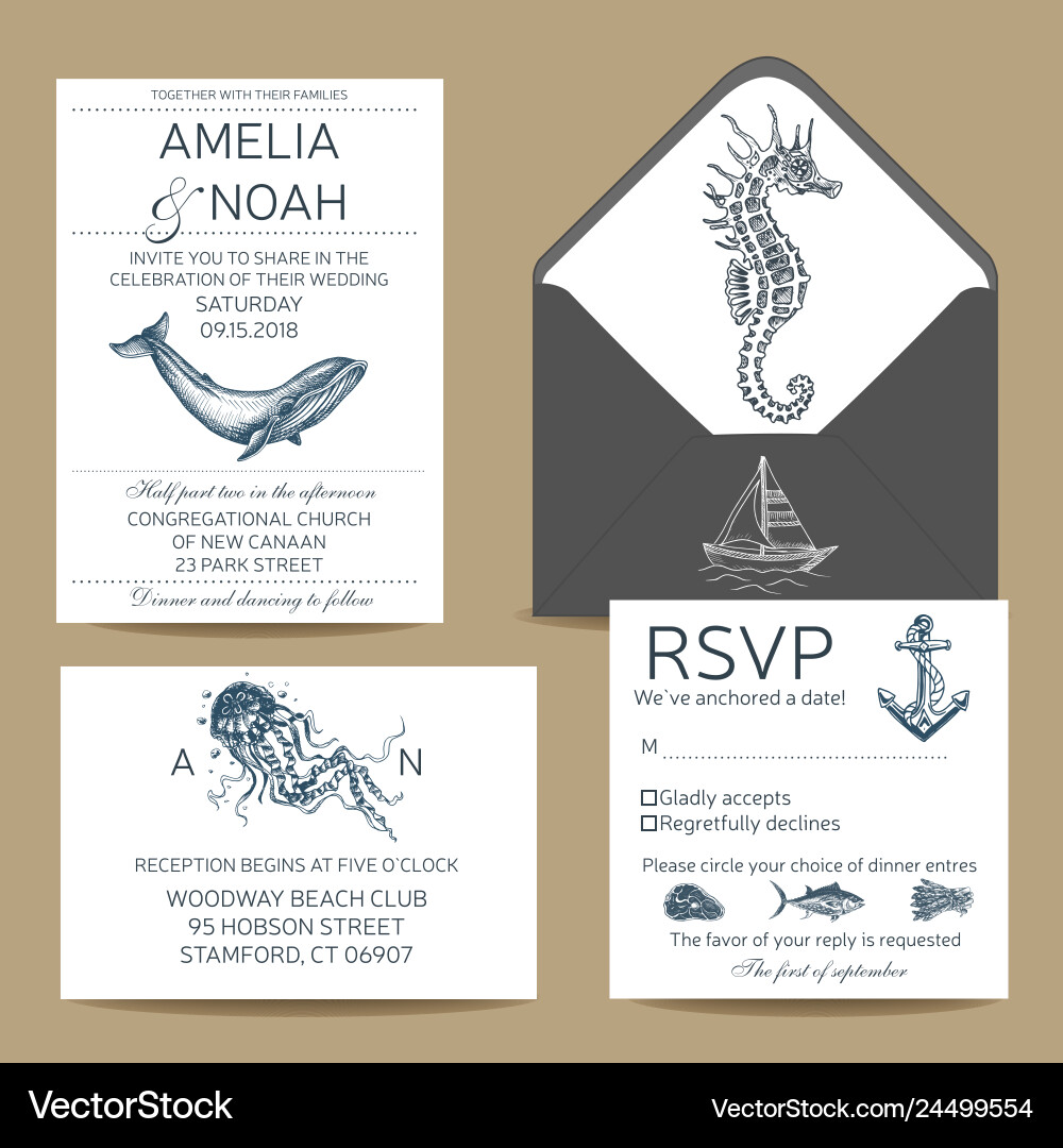 Wedding card with whale colorful Royalty Free Vector Image