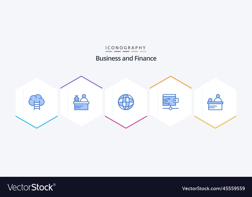 Finance 25 blue icon pack including globe Vector Image