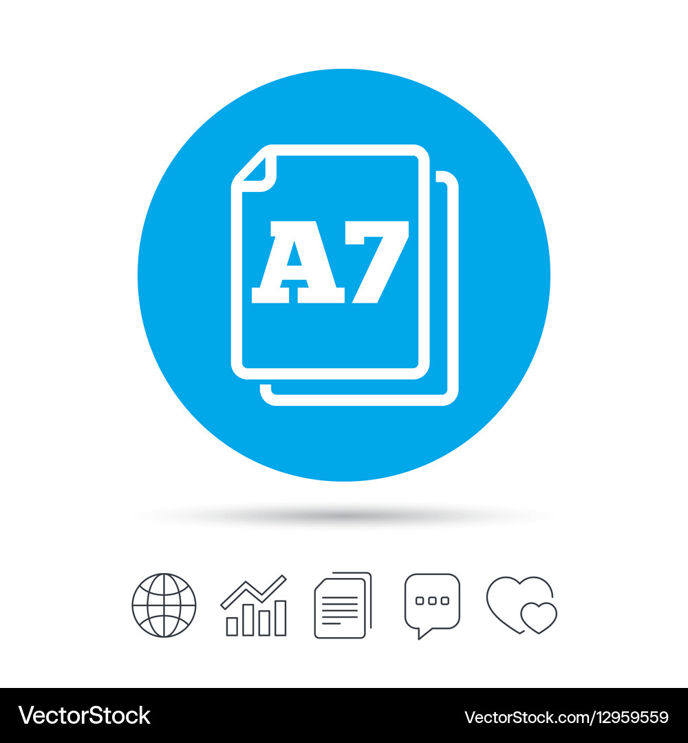 Paper size a7 standard icon document symbol Vector Image
