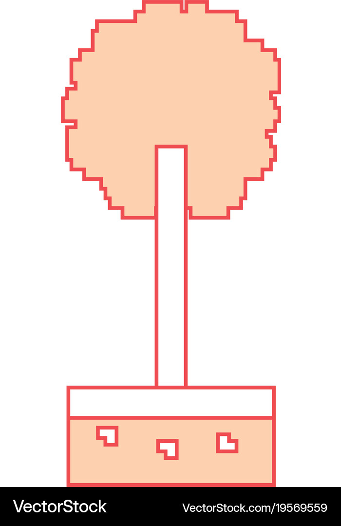 Pixel tree grass nature ecology Royalty Free Vector Image