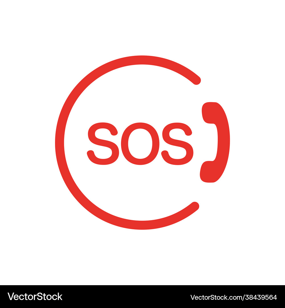 Call icon with sos signal on white background Vector Image