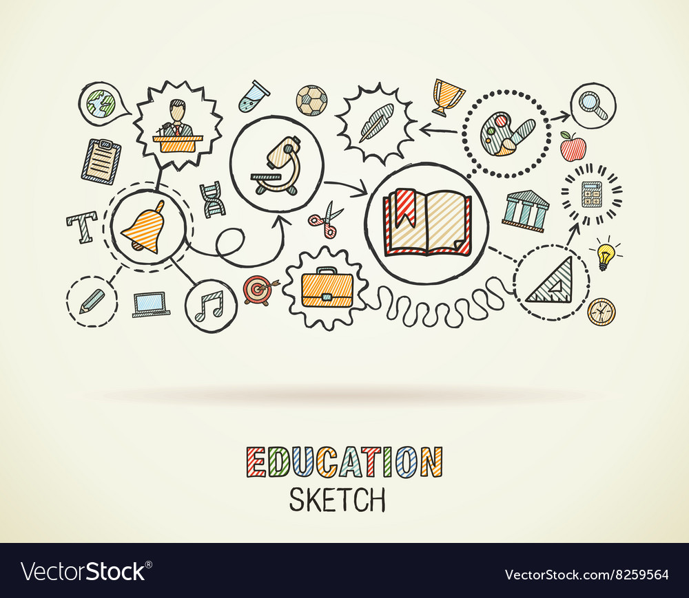 Education hand draw integrated icons set on paper Vector Image Education hand draw integrated icons set on paper Vector Image