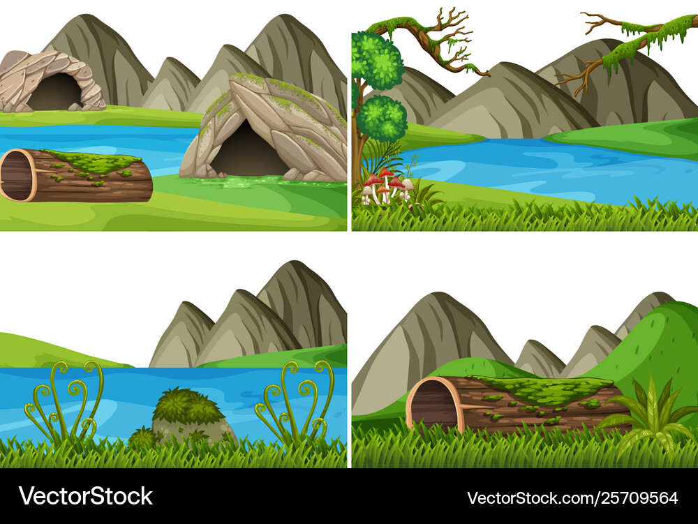 Set nature landscape Royalty Free Vector Image