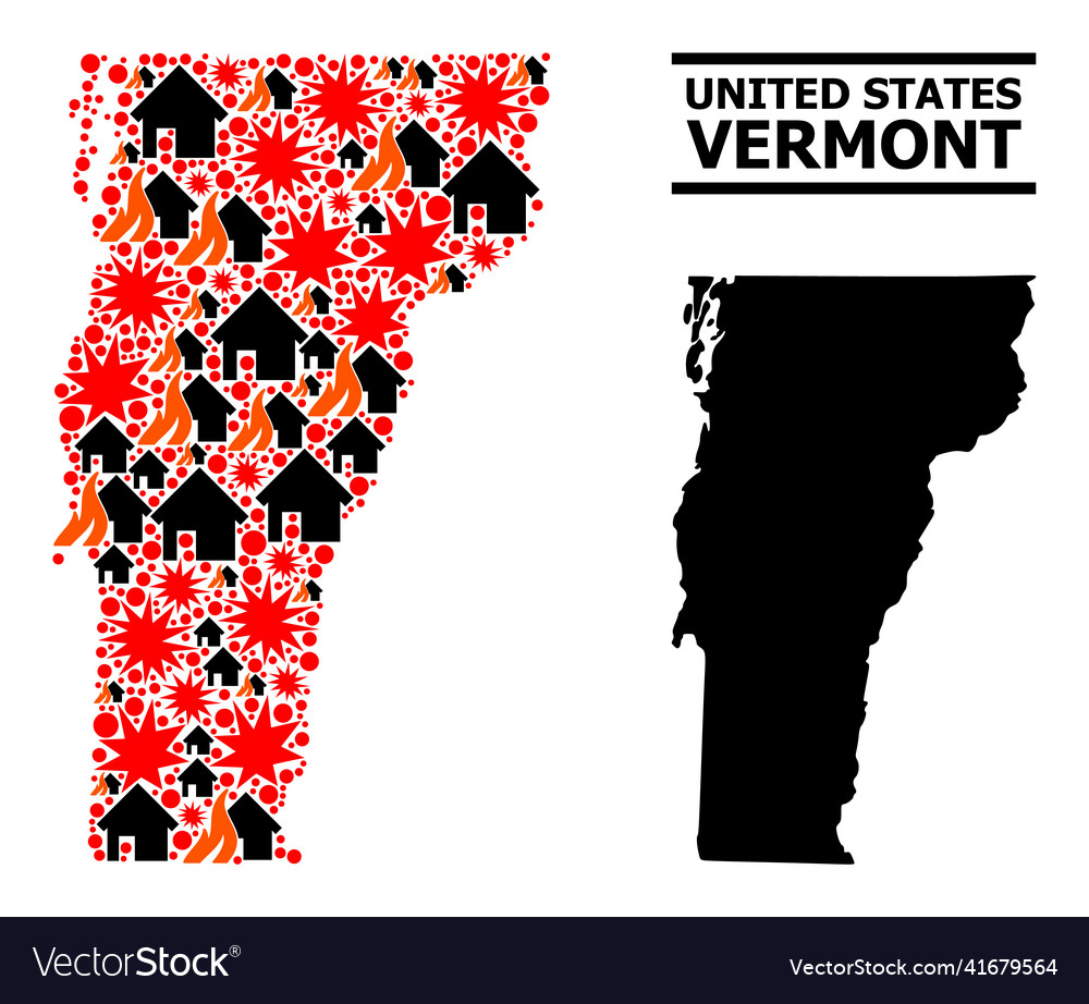 War mosaic map of vermont state Royalty Free Vector Image War mosaic map of vermont state Royalty Free Vector Image