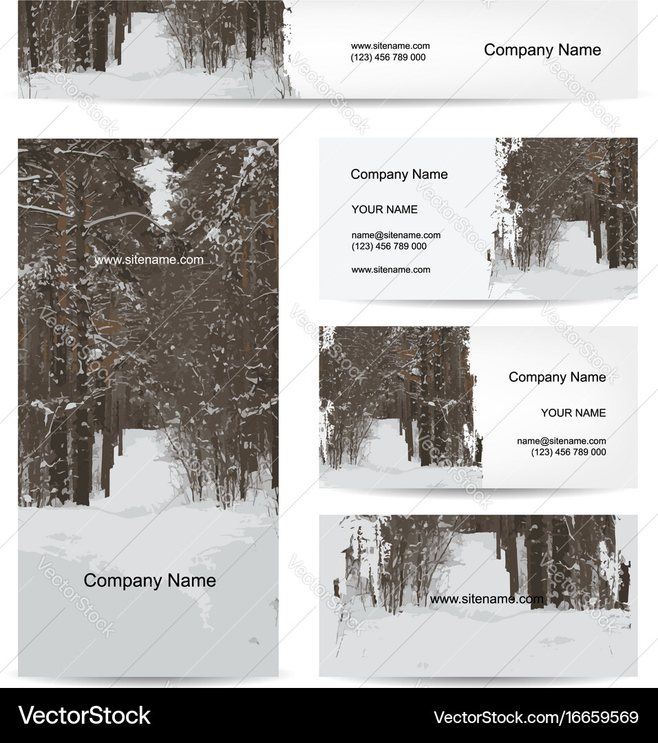 Business cards design winter forest Royalty Free Vector