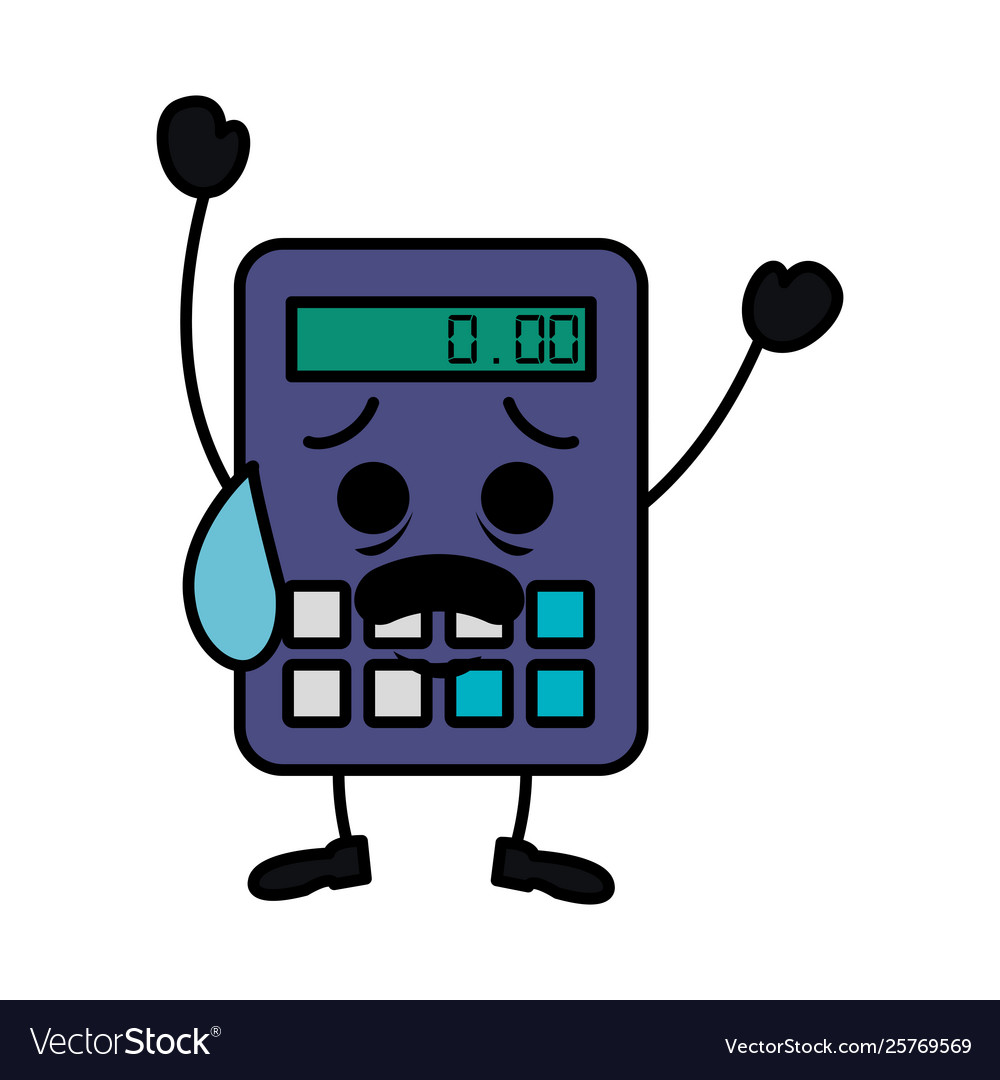 Cute calculator math kawaii character Royalty Free Vector