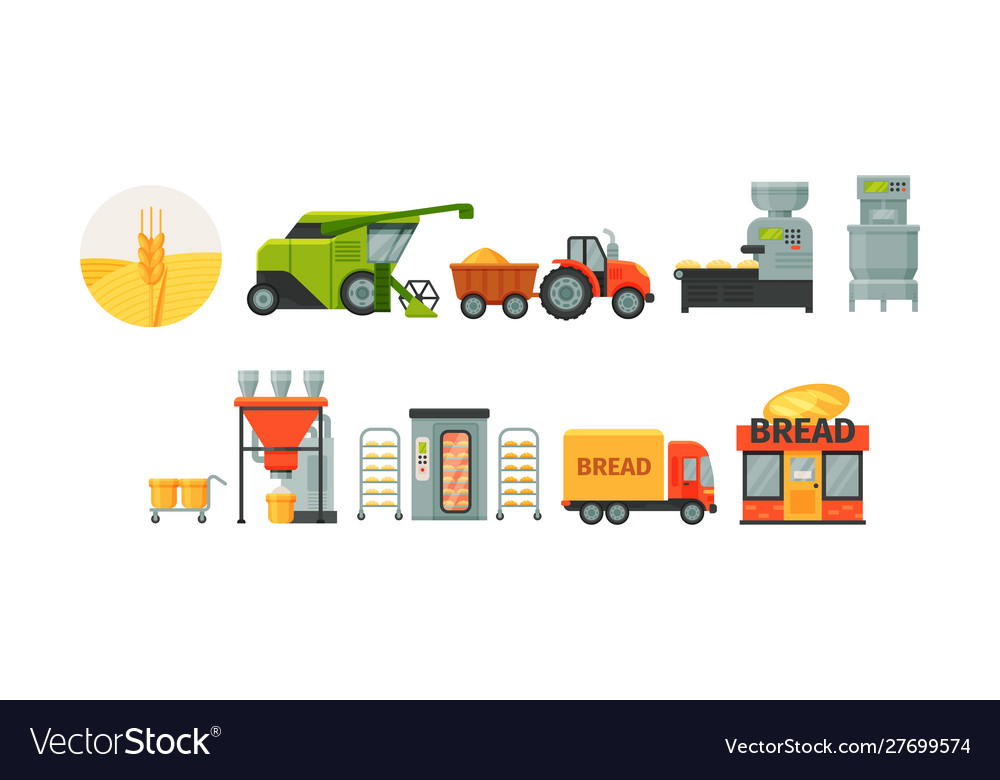 Bread Production Process Royalty Free Vector Image