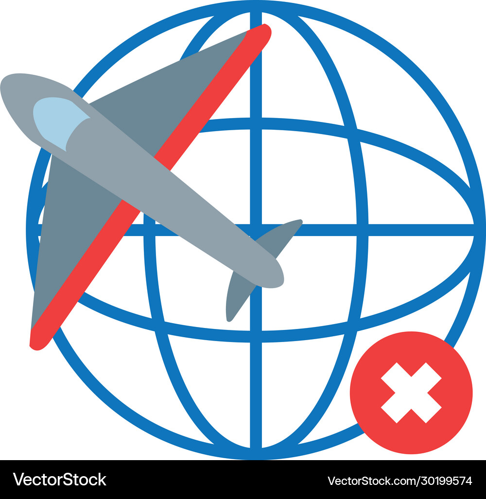 Global sphere and airplane icon banned Royalty Free Vector