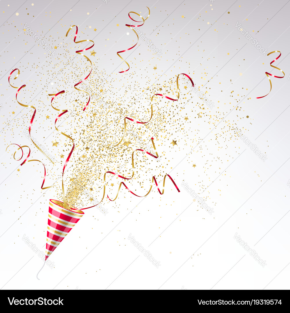 Party popper with confetti Royalty Free Vector Image