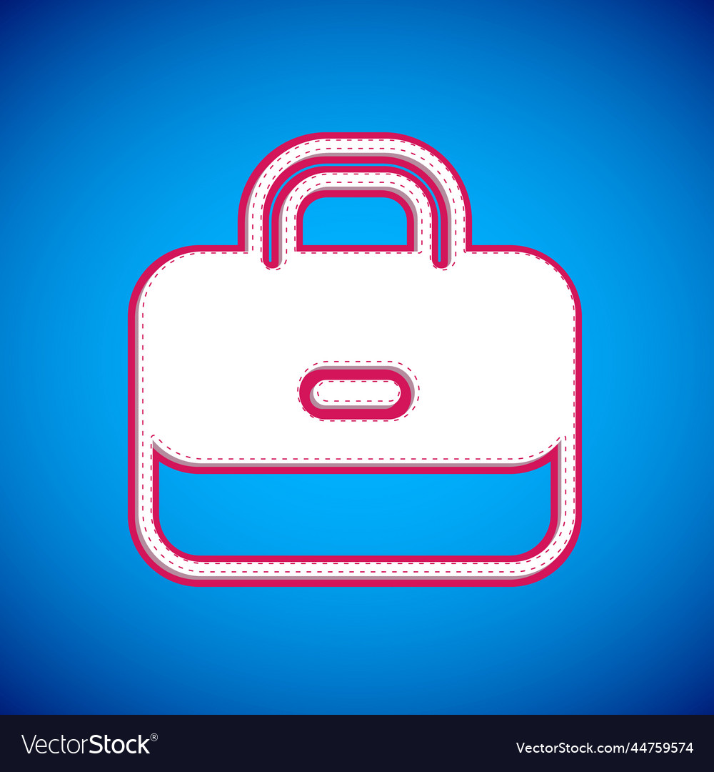 White briefcase icon isolated on blue background Vector Image White briefcase icon isolated on blue background Vector Image