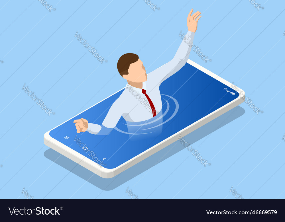 Isometric social media addiction influence Vector Image Isometric social media addiction influence Vector Image
