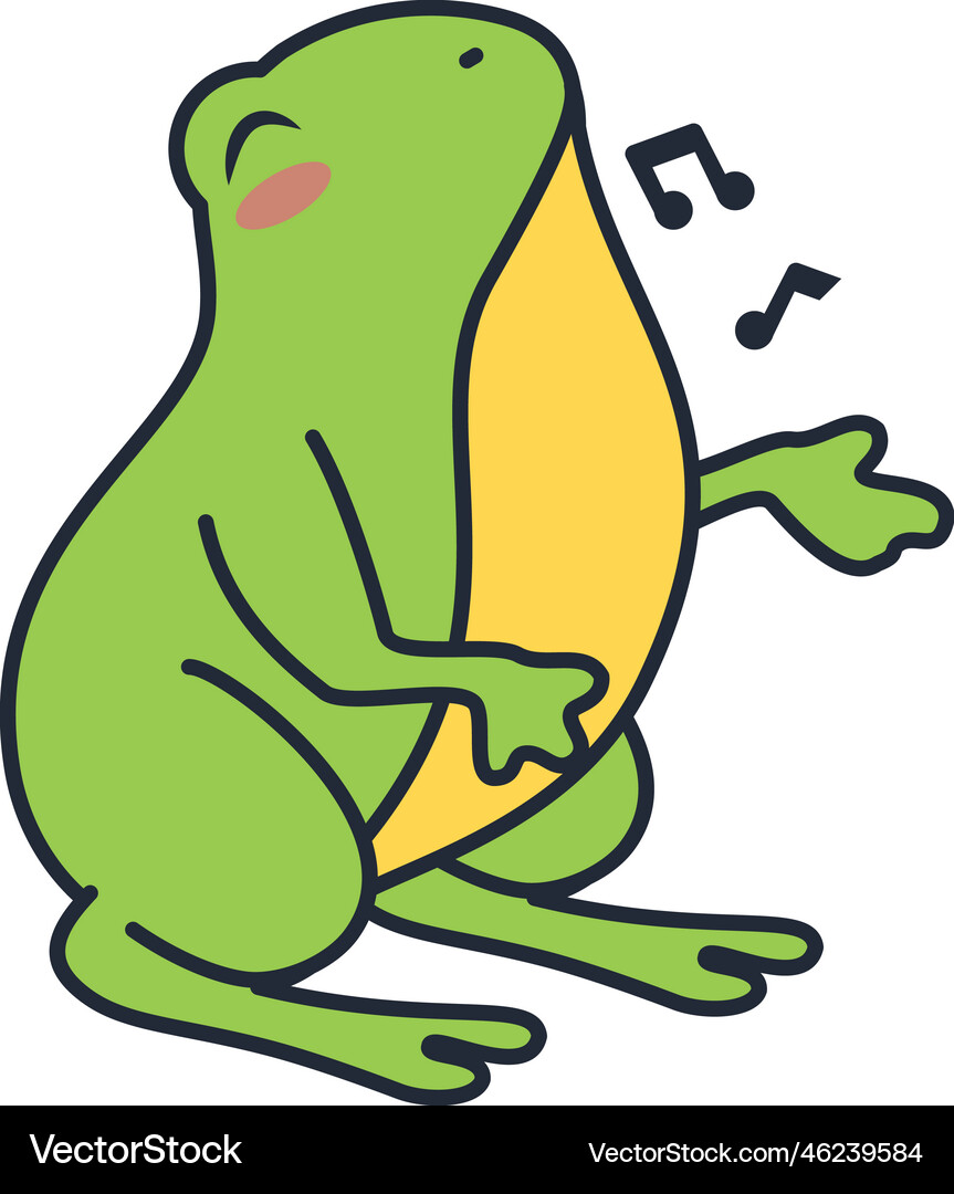 Frog amphibian singing character Royalty Free Vector Image
