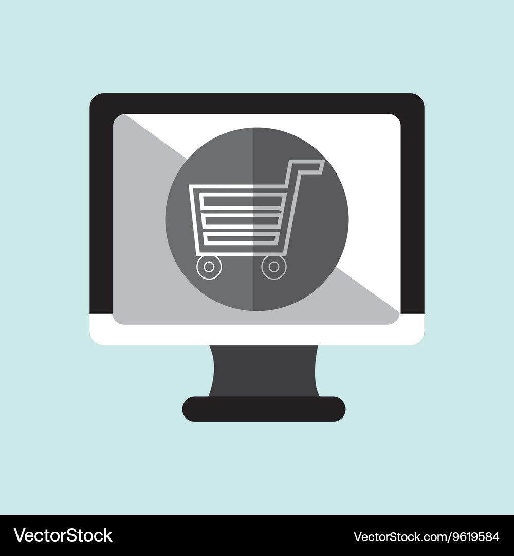 Monitor pc with social marketing isolated icon Vector Image
