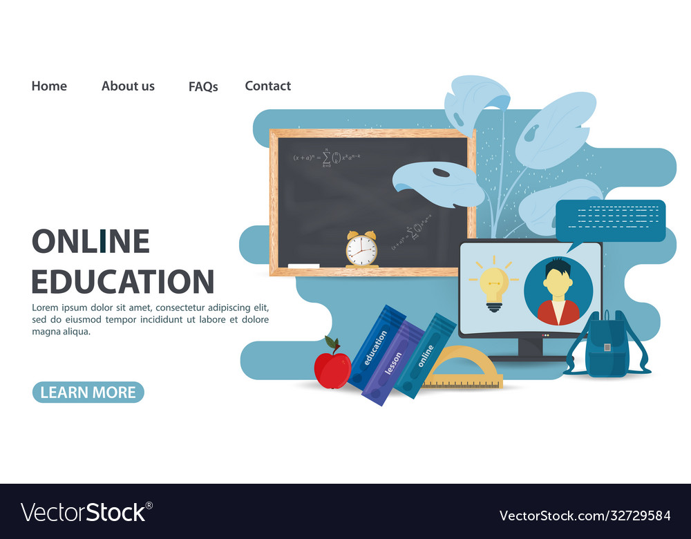 Online Training Web Page Design School Board Vector Image