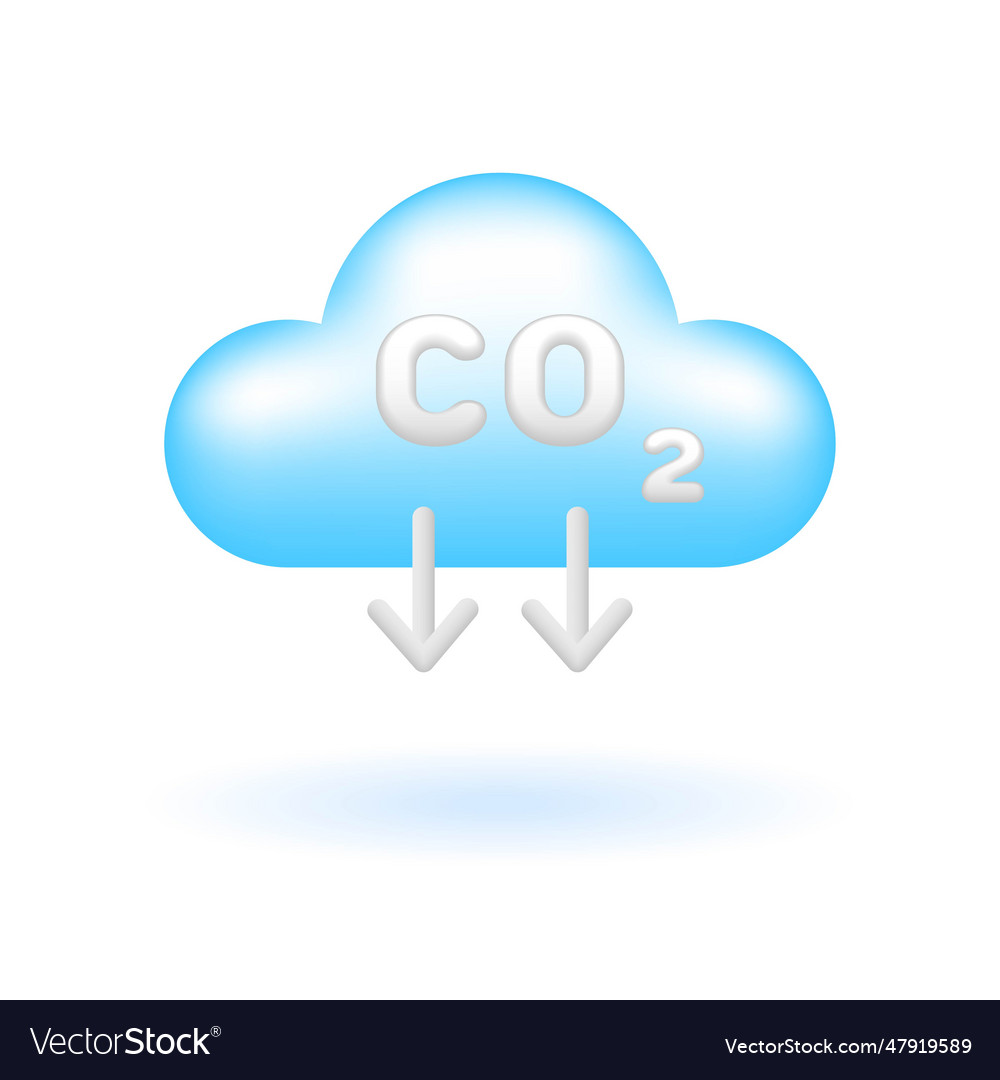 3d co2 carbon emissions reduction icon eco Vector Image