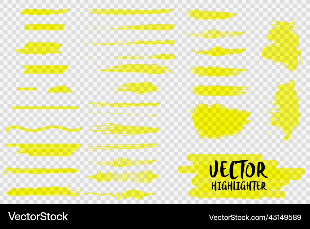 Hand drawn yellow highlighter pen strokes doodle Vector Image