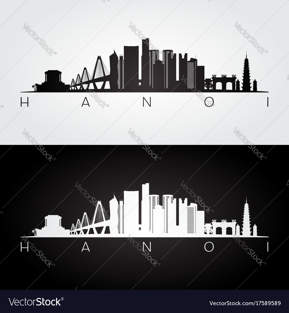 Hanoi Skyline And Landmarks Silhouette Royalty Free Vector