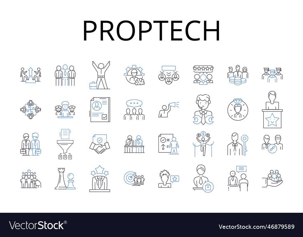 Proptech line icons collection property Royalty Free Vector Proptech line icons collection property Royalty Free Vector