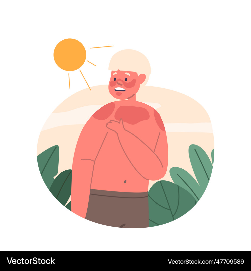 Uncomfortable and red little boy character Vector Image