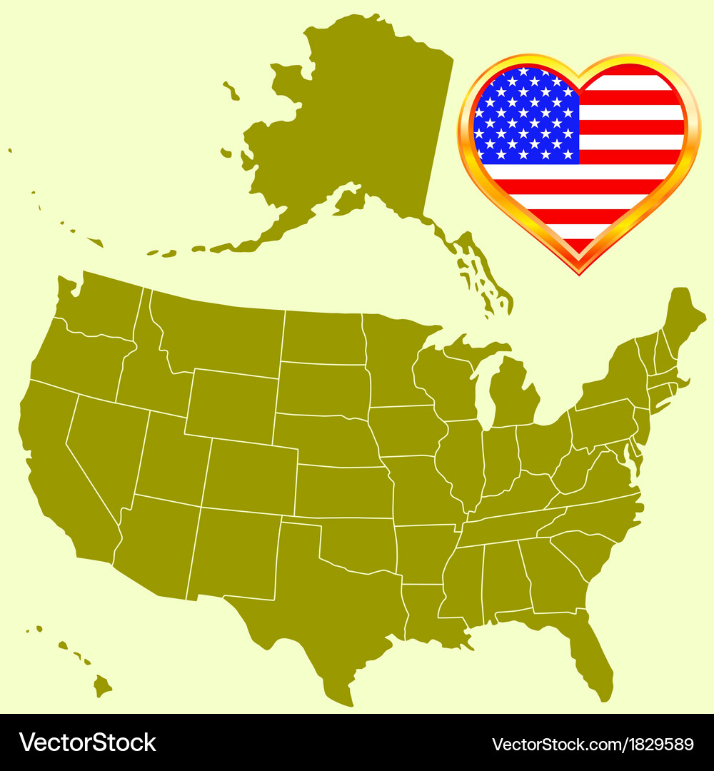 Usa map and heart Royalty Free Vector Image - VectorStock