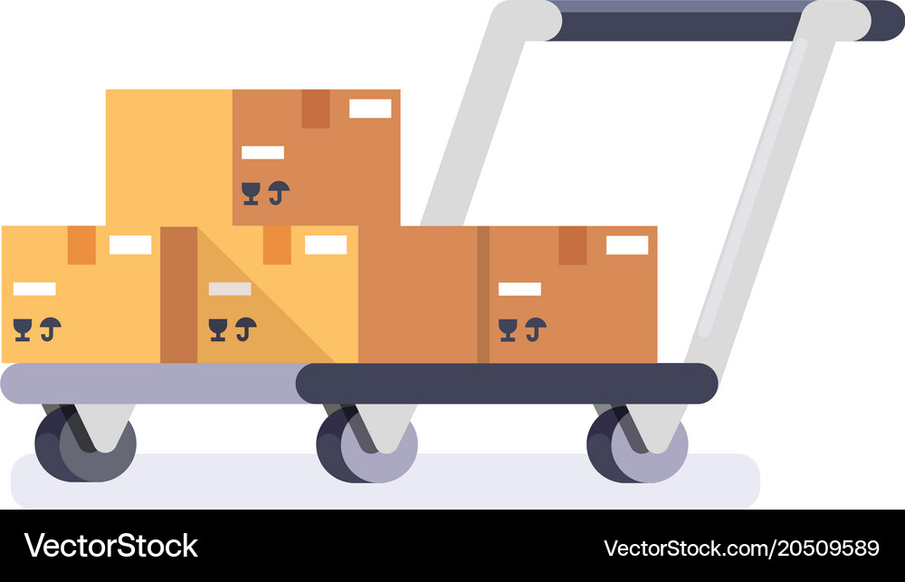 Warehouse cart with delivery boxes Royalty Free Vector Image