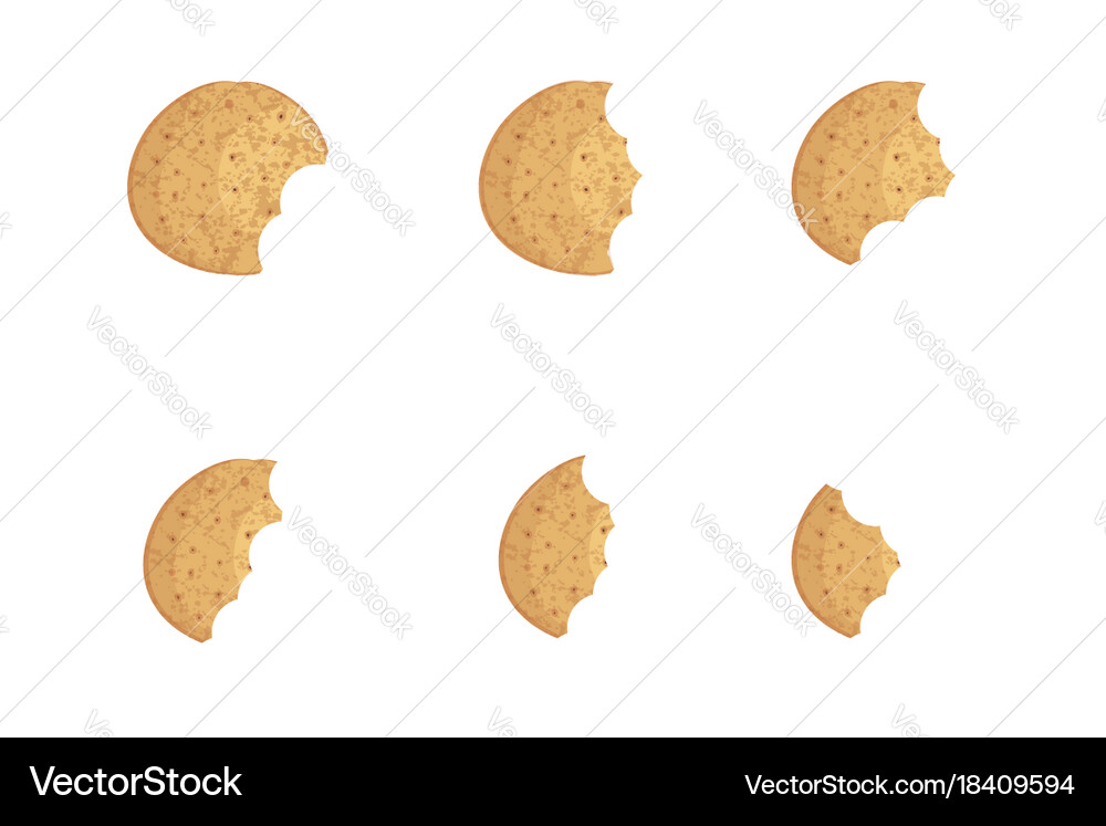 Bitten chip cookie set Royalty Free Vector Image