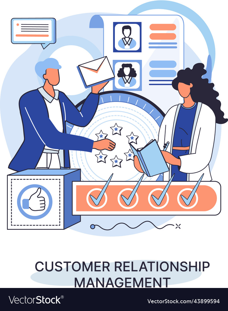 Crm metaphor customer relationship management Vector Image Crm metaphor customer relationship management Vector Image