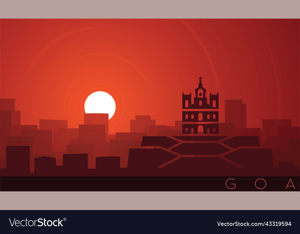 Goa low sun skyline scene Royalty Free Vector Image