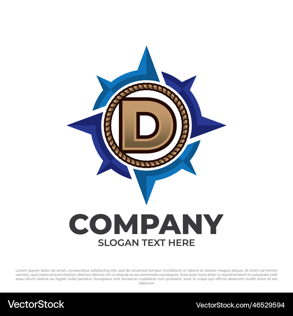 Letter d with compass logo concept colorful Vector Image