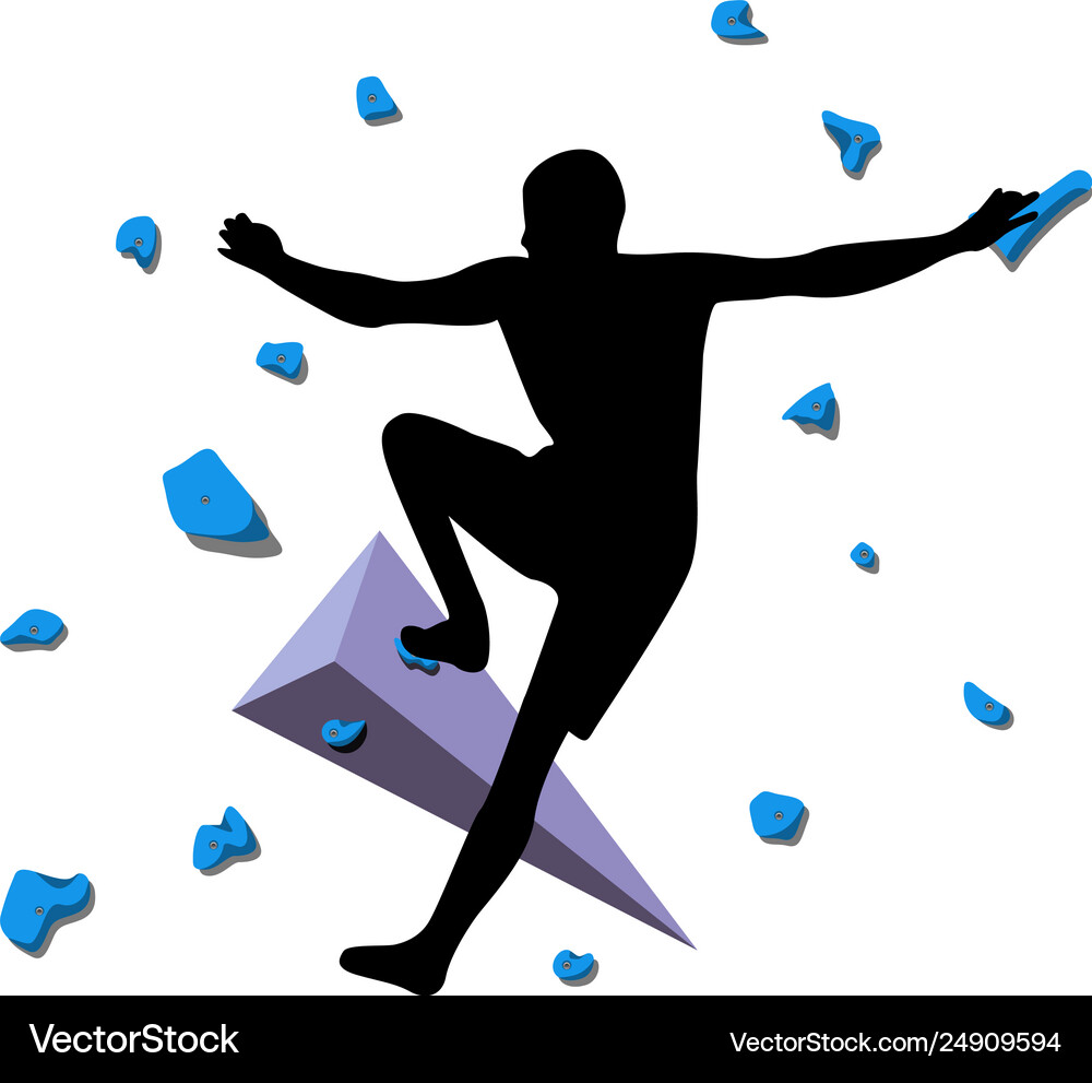 Man climbs climbing wall Royalty Free Vector Image