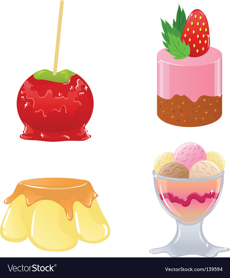 Set of cute desserts Royalty Free Vector Image