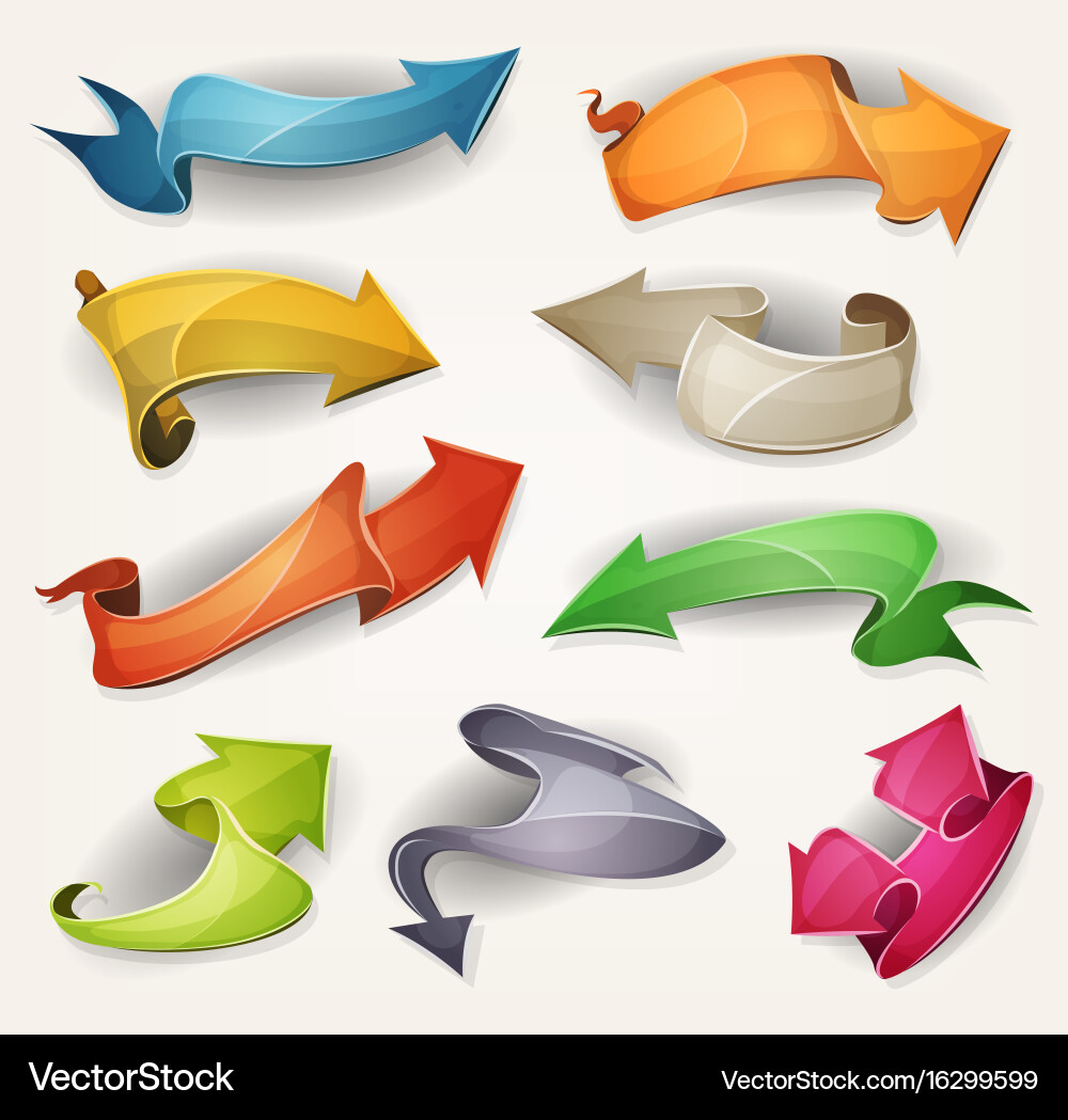Comic arrows and parchment banners for game ui Vector Image