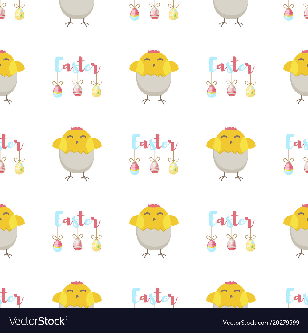 Easter cartoon seamless pattern background Vector Image