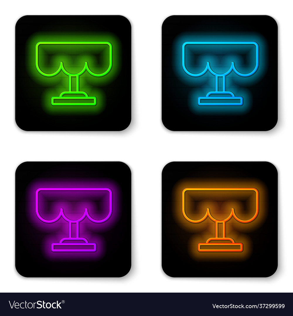 Glowing neon line wooden table icon isolated Vector Image