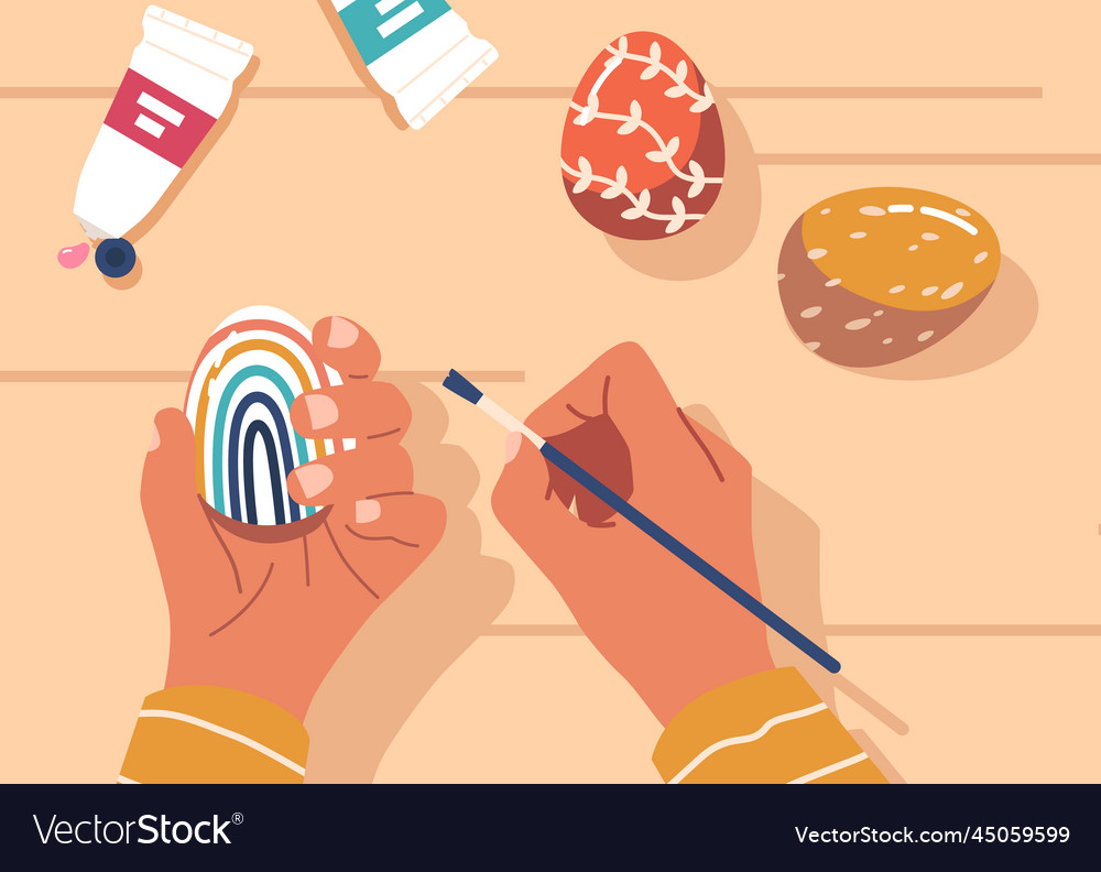 Process of dyeing eggs with paints for easter Vector Image