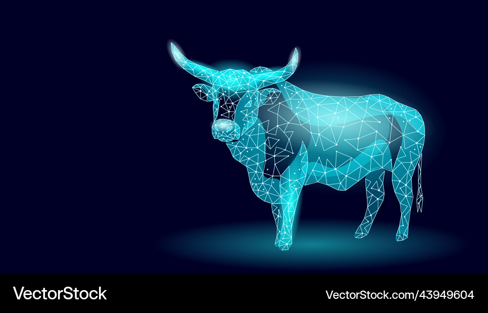 3d bull finance strategy concept low poly bullish Vector Image
