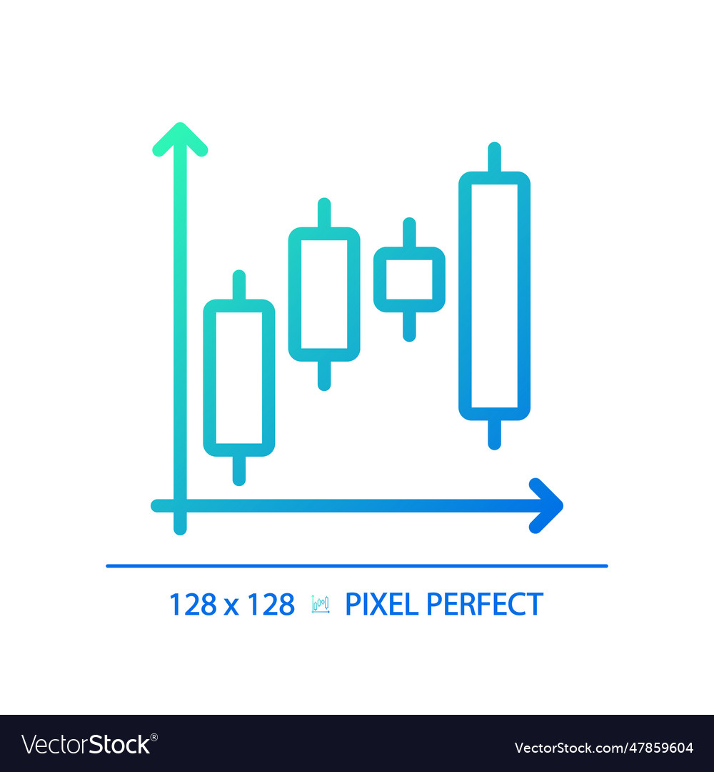 Candlestick chart gradient linear icon Royalty Free Vector