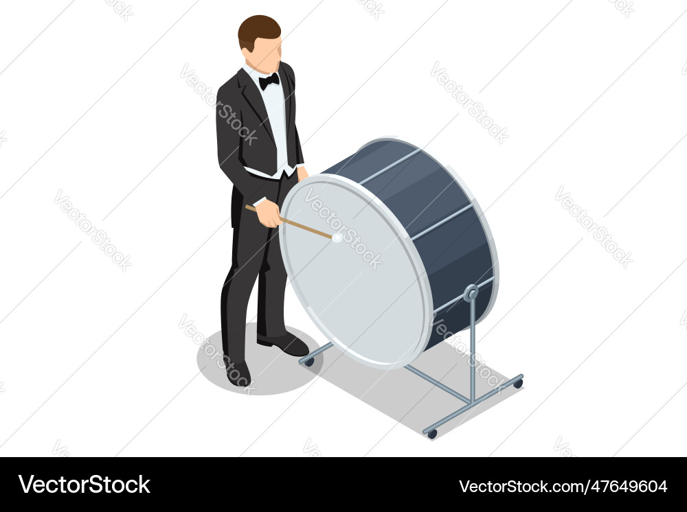 Isometric classic musical instrument big drum Vector Image