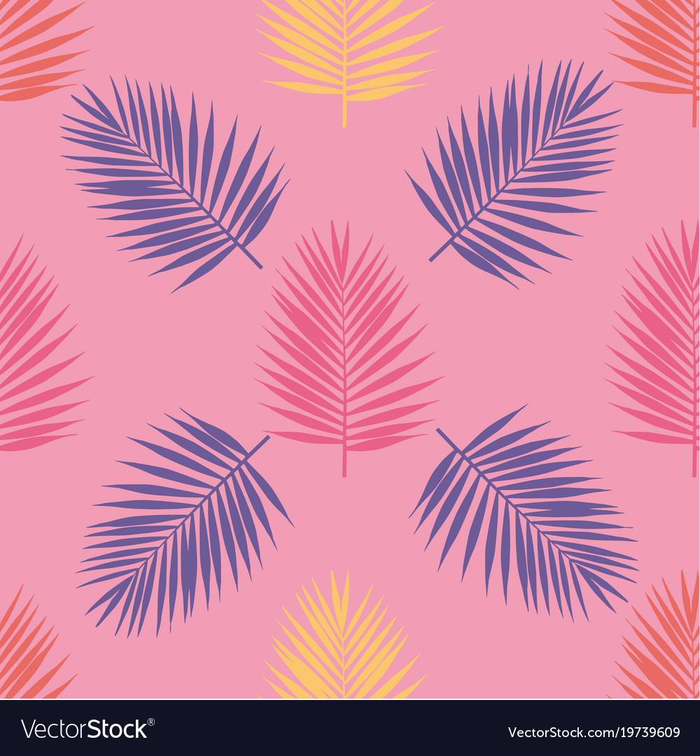 Bright Tropical Palm Leaves Seamless Pattern Vector Image