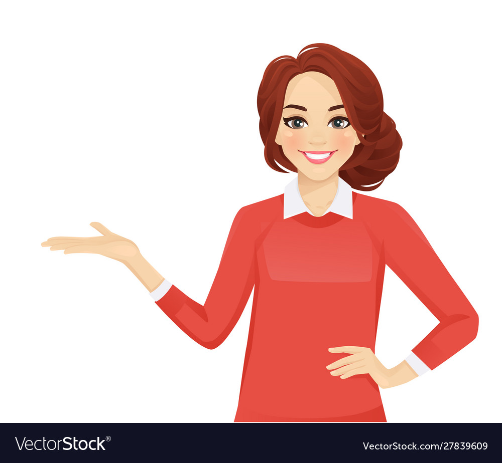 Casual business woman showing Royalty Free Vector Image Casual business woman showing Royalty Free Vector Image