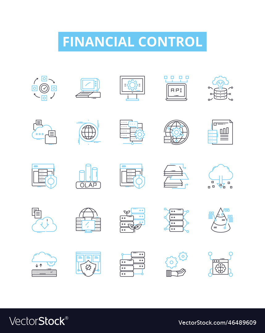 Financial control line icons set finance Vector Image