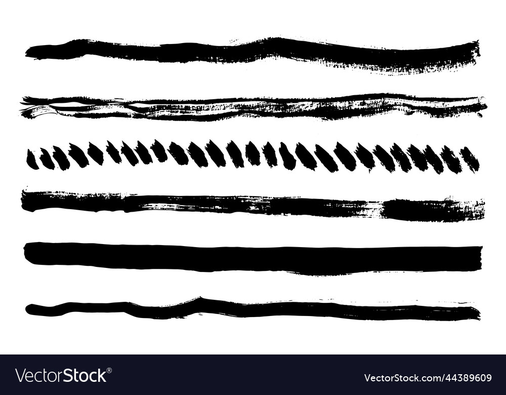 Lines texture black ink grunge paint brush Vector Image