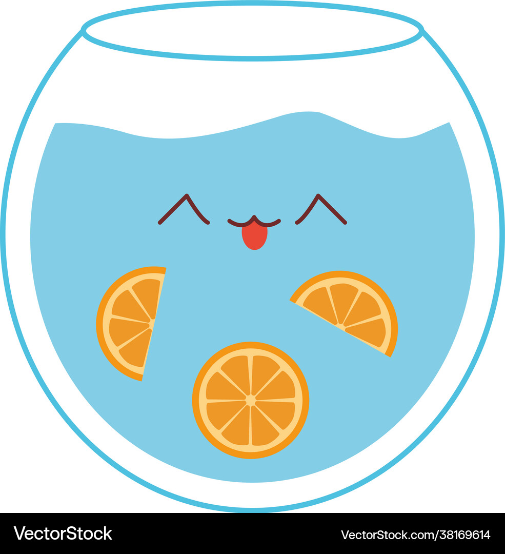 Kawaii water punch-bowl Royalty Free Vector Image