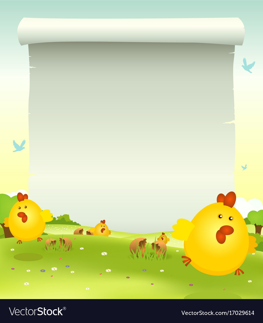 Spring easter chicken background Royalty Free Vector Image