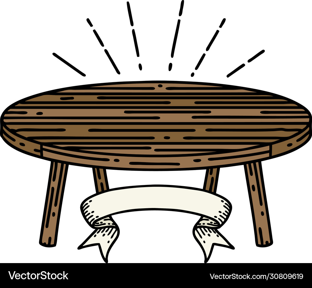 Banner with tattoo style wood table Royalty Free Vector