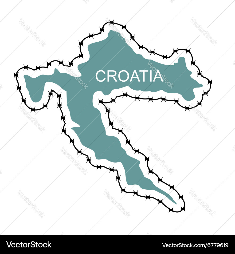 Croatia Border Map - Security Royalty Free Vector Image