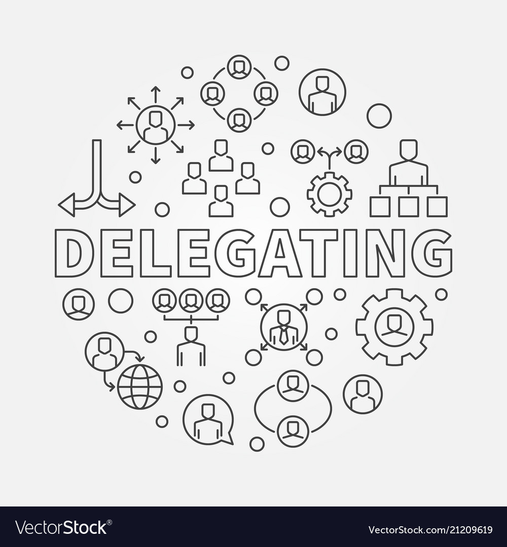 Delegating round concept linear Royalty Free Vector Image Delegating round concept linear Royalty Free Vector Image