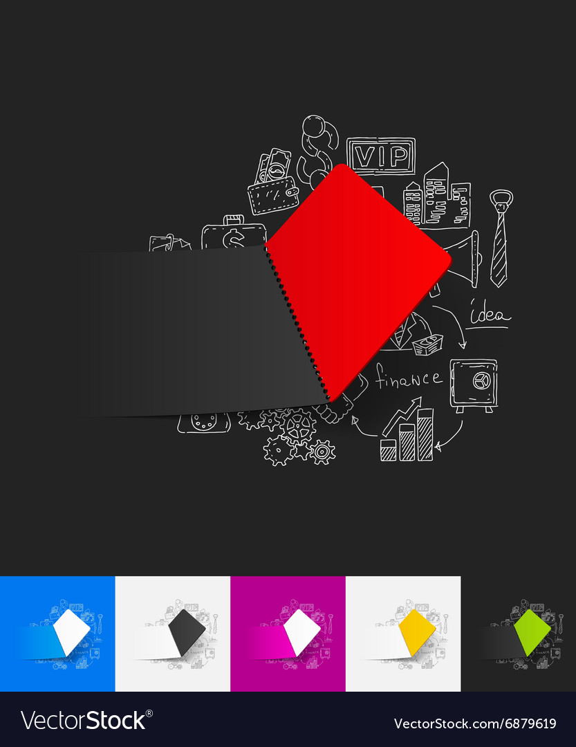 Rectangle paper sticker with hand drawn elements Vector Image