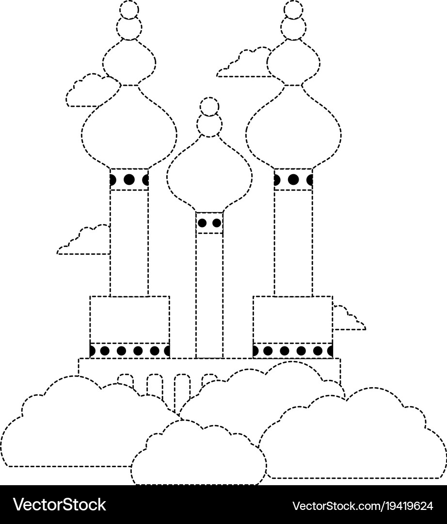 Dotted shape moscow travel vation site with clouds